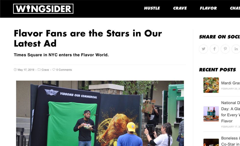Wingsider – Flavor Fans are the Stars in Our Latest Ad | Groove Jones