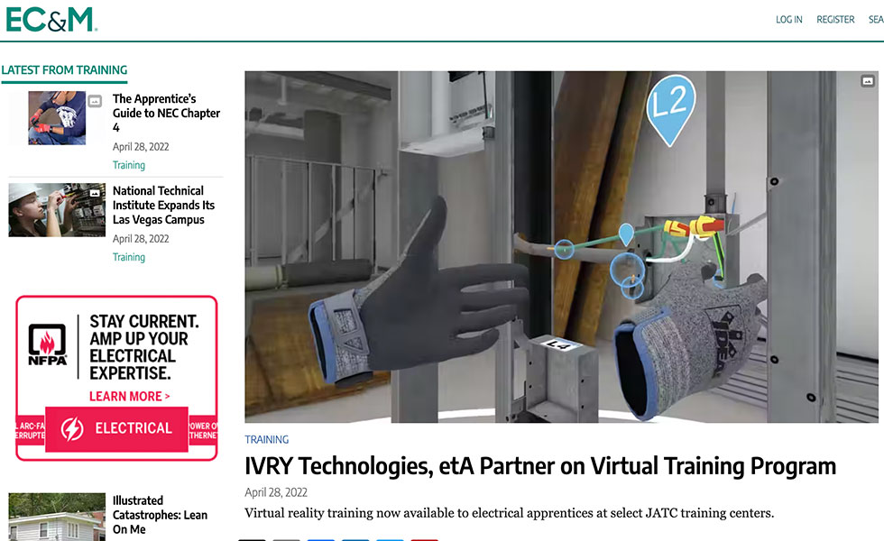 EC&M - IVRY Technologies, etA Partner on VR Training Program